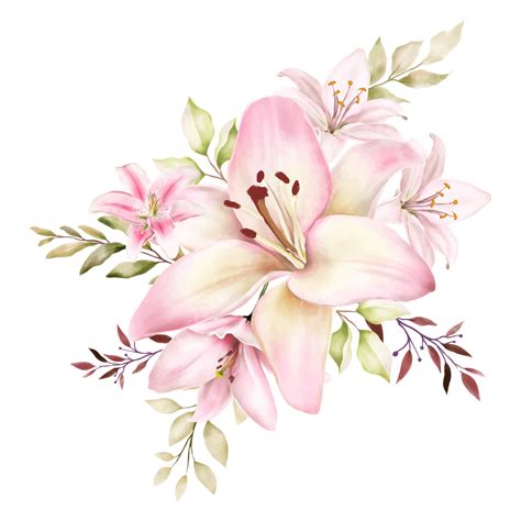 Elegant Watercolor Flowers Rose Bouquet With Navy Floral Flowers Hand