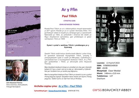 Lansiad Llyfr Book Launch Ar Y Ffin Paul Tillich New Library