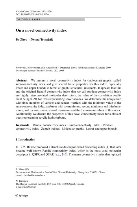 pdf on a novel connectivity index