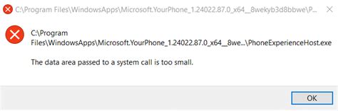 Microsoft Windows 10 Error The Data Area Passed To A System Call Is