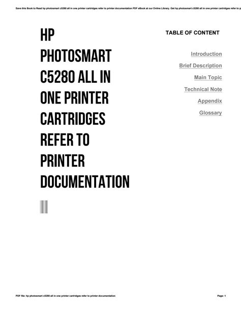 Hp Photosmart C5280 All In One Printer Cartridges Refer To Printer