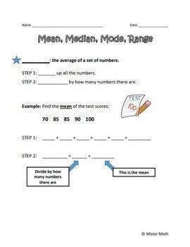 Mean Median Mode Range PPT And Guided Notes BUNDLE By Mister Math