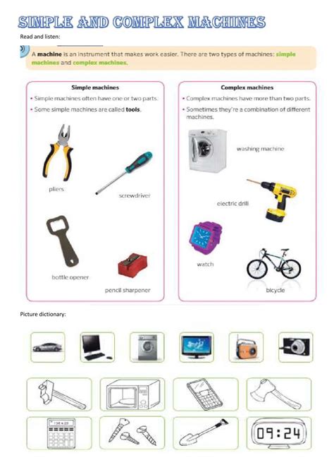 Simple And Complex Machines Worksheet For Grade 3