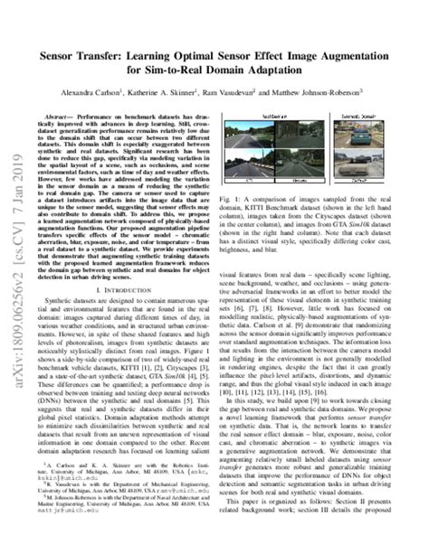 Pdf Sensor Transfer Learning Optimal Sensor Effect Image