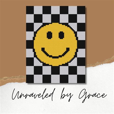 Checkered Smiley Face C2c Throw Blanket Corner To Corner Pattern