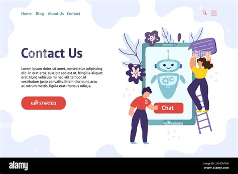 Chatbot Header Template For Website Contact Us Banner Concept Stock