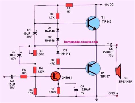 Simple 20 Watt Amplifier Circuits Homemade Circuit Projects