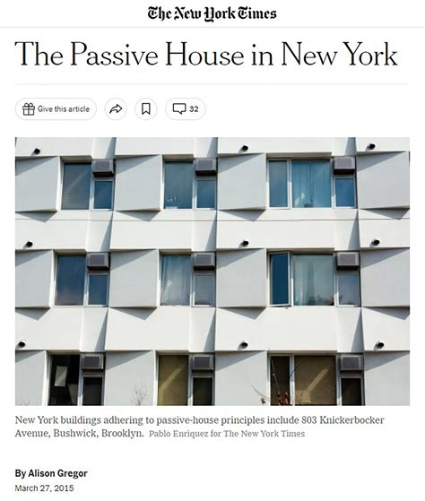The Passive House In New York The New York Times Ingui Architecture