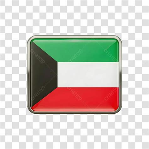 3d Kuwait Flag Icon Rectangle Shape Download 108073 Criativo Dahora