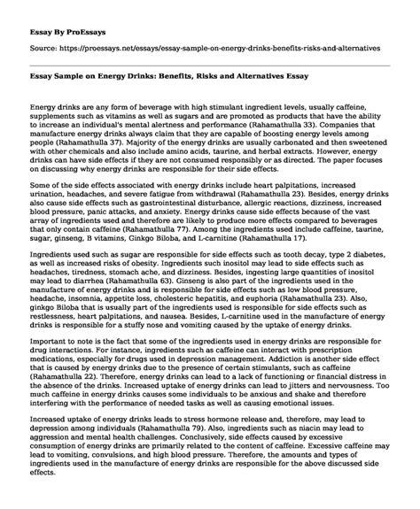 📗 Essay Sample On Energy Drinks Benefits Risks And Alternatives Free Essay Term Paper