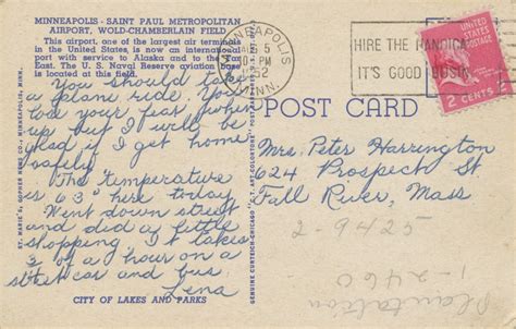The Postcard Museum August 5 1952 Minneapolis Saint Paul