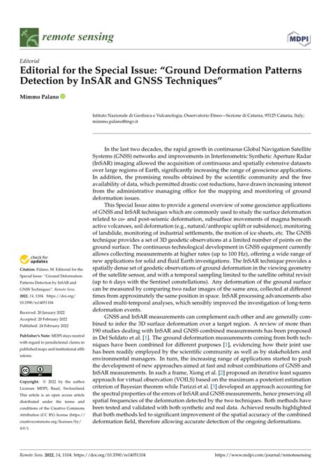 Pdf Editorial For The Special Issue Ground Deformation Patterns