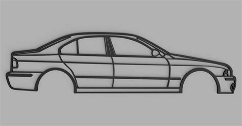 Bmw 5 Series E39 5series Silhouette Wall Art By Pepijn Van Vliet
