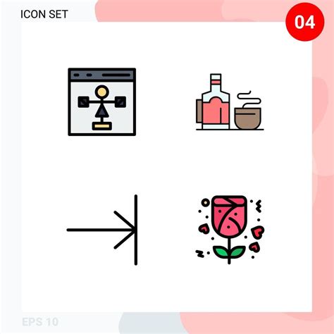 4 User Interface Filledline Flat Color Pack Of Modern Signs And Symbols