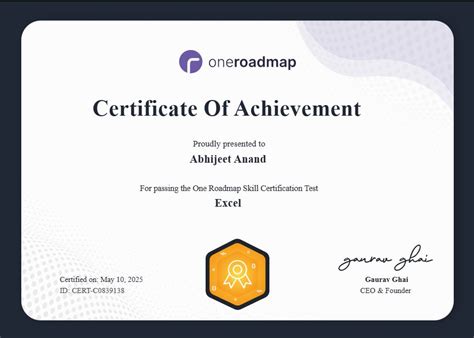 Excelskills Certified Skillcertificate Microsoftexcel Productivity Abhijeet Anand