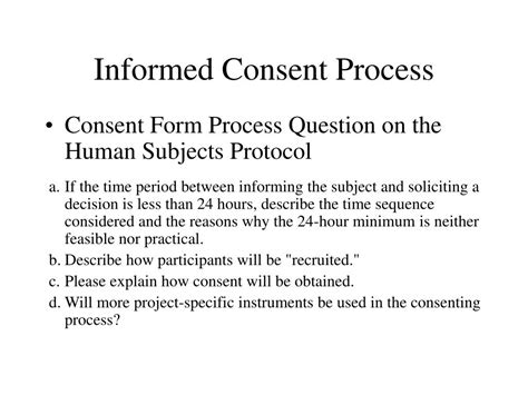 Ppt Informed Consent Process And Federal Regulations That Must Be Met