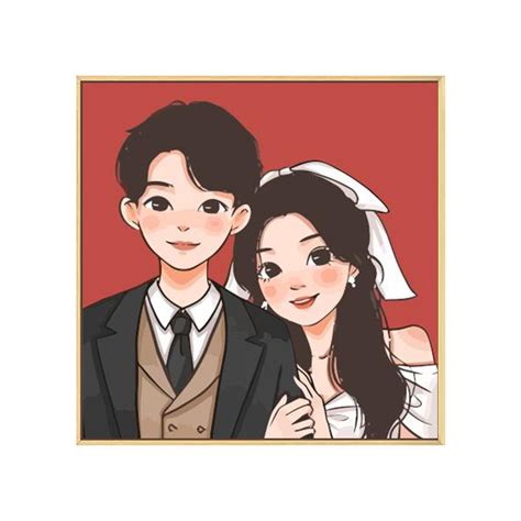 可可风卡通情侣手绘定制数字油画diy填色手工生日礼物丙烯装饰画 虎窝淘