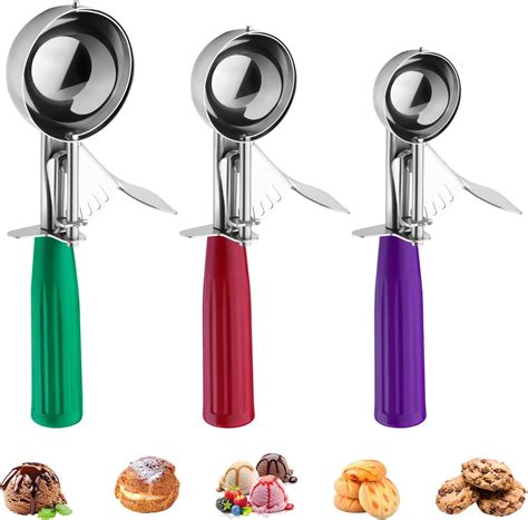 Ice Cream Scoop With Trigger Large Medium Small Size Cookie Scoop Stainless Steel Cupcake
