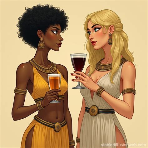 Sumerian Goddesses With Beer And Wine Stable Diffusion Online