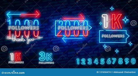 1000 Followers Neon Sign On The Wall Realistic Neon Sign With Number
