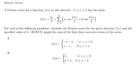 solved a fourier series for a function f x on the interval