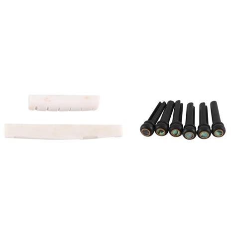String Acoustic Guitar Bone Bridge Saddle And Nut And Pcs Ebony Guitar Bridge Pins White