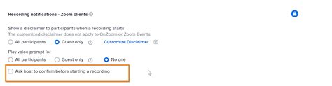 Ask Host To Confirm Before Starting A Recording Setting Not Working As Expected Meeting Sdk