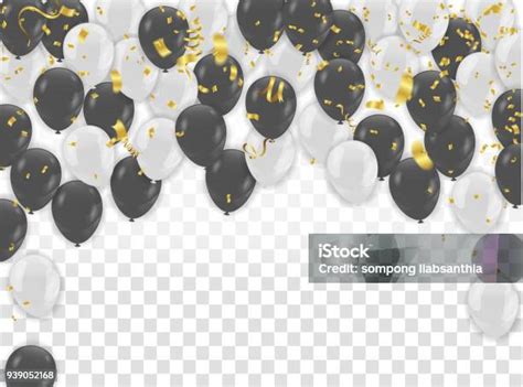 흰색과 검은색 풍선 디자인입니다 축 벡터 일러스트입니다 금색에 대한 스톡 벡터 아트 및 기타 이미지 금색 풍선 흰색 배경 Istock