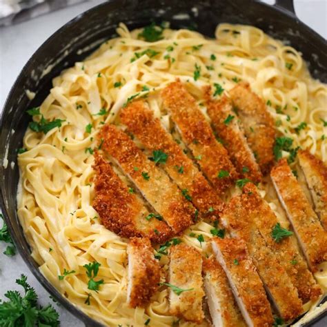 Crispy Chicken Fettuccine Alfredo Cooked By Julie