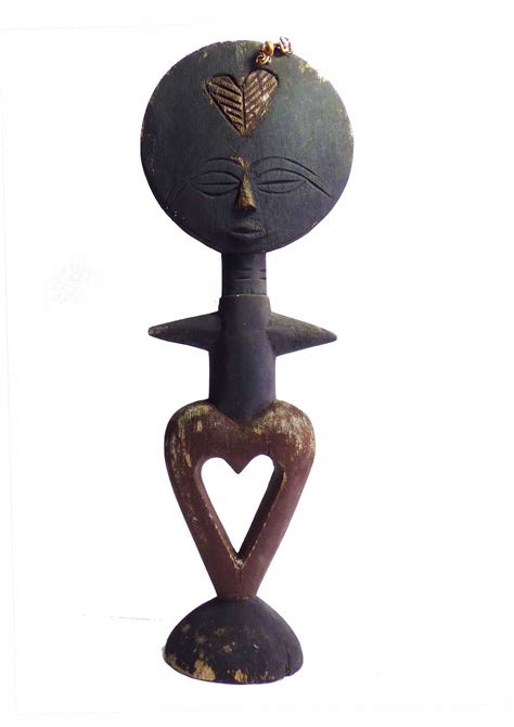 Antique African AKUA BA Doll Carved Wood ASHANTI Asante Fertility