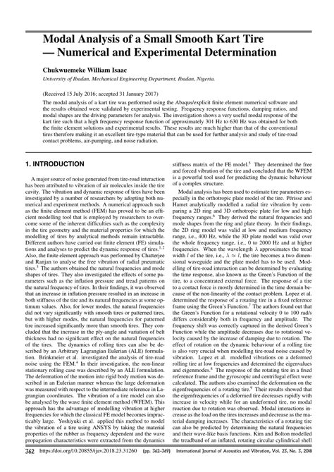 pdf modal analysis of a small smooth kart tire numerical and