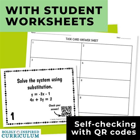 Solving Systems Of Equations Task Cards Graphing Substitution And Elimination Boldly Inspired