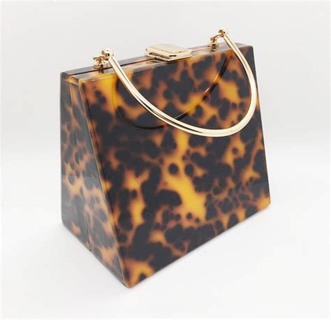 Tortoise Shell Tote Bag Leopard Print Acrylic Tote Clutch Etsy