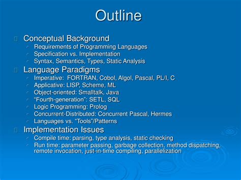 Ppt Comprehensive Overview Of Programming Languages Design And