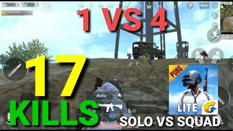 1 Vs 4 17 Kills Pubg Mobile Lite Gameplay Youtube