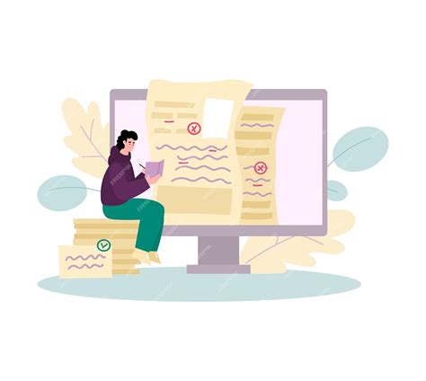 Premium Vector Man Checks Text For Grammatical Errors Cartoon Vector