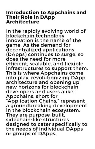 The Future Of Blockchain How Appchains Are Redefining Dapp Architecture Pdf