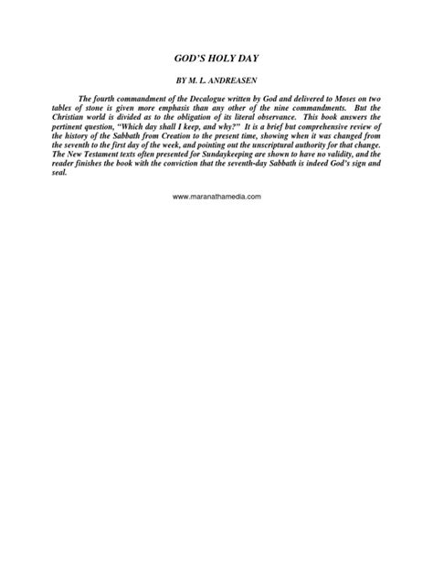M L Andreasen Gods Holy Day Pdf