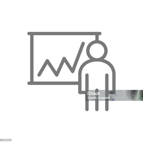 간단한 교사 칠판 프레 젠 테이 션 라인 아이콘 근처 남자 기호와 기호 벡터 일러스트 레이 션 디자인 흰색 배경에 고립 개념에 대한 스톡 벡터 아트 및 기타 이미지 Istock