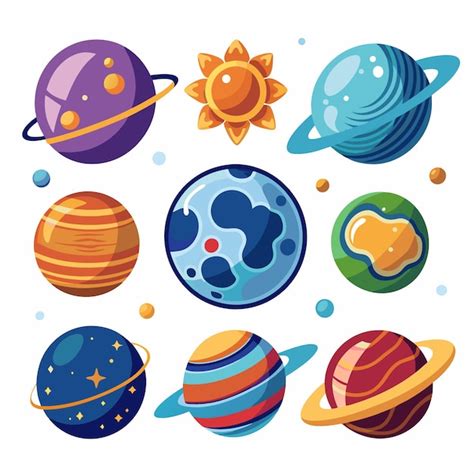 Colorful Cartoon Planets A Playful Collection Of Vibrant Celestial