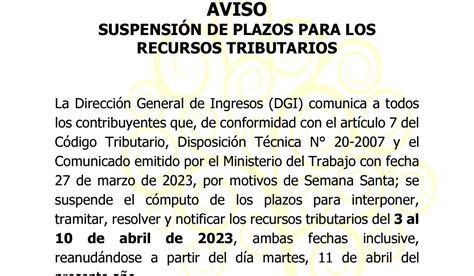 Consultas De Interés Dgi Aviso Oficial Suspensión De Plazos Para