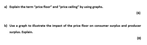 Solved A Explain The Term Price Floor And Price Chegg Com