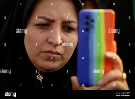 Tehran Tehran Iran 29th Dec 2022 A Veiled Woman Takes A Video With