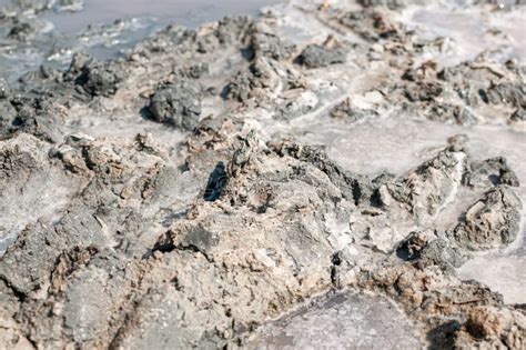 Intricate Textures Of A Salt Flat With Mud Cracks And Natural Features