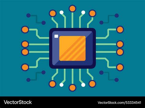 A Central Processing Unit Cpu With Circuit Vector Image
