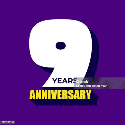 9 주년 기념 Logotype 현대 굵은 글꼴 벡터 일러스트 레이 션 9 년 기념일 배지 디자인 결혼식 인사말 카드 비즈니스