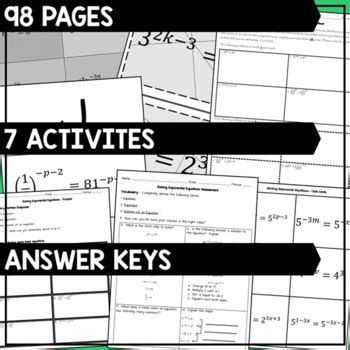 Solving Exponential Equations BUNDLE By Algebra Maestro TpT