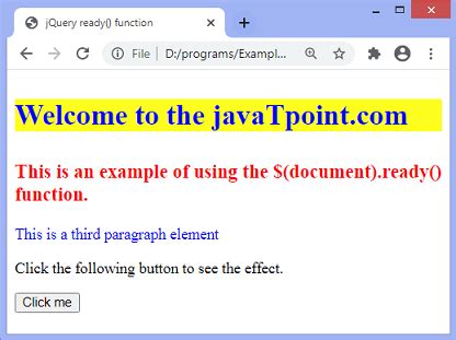 JQuery Ready Function Javatpoint