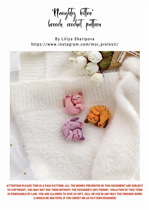Naughty Kitten” Brooch Crochet Pattern