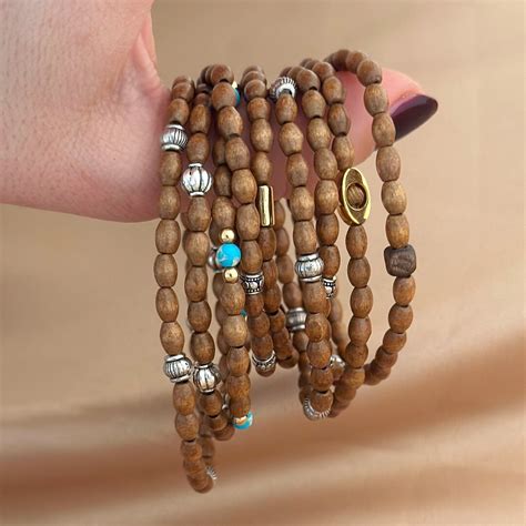 Wooden Beaded Bracelets Layering Diffuser Wood Bracelet Handmade Nature
